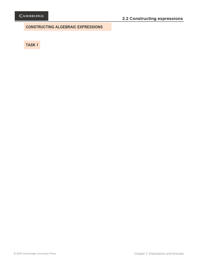 Constructing Algebraic Expressions | PDF