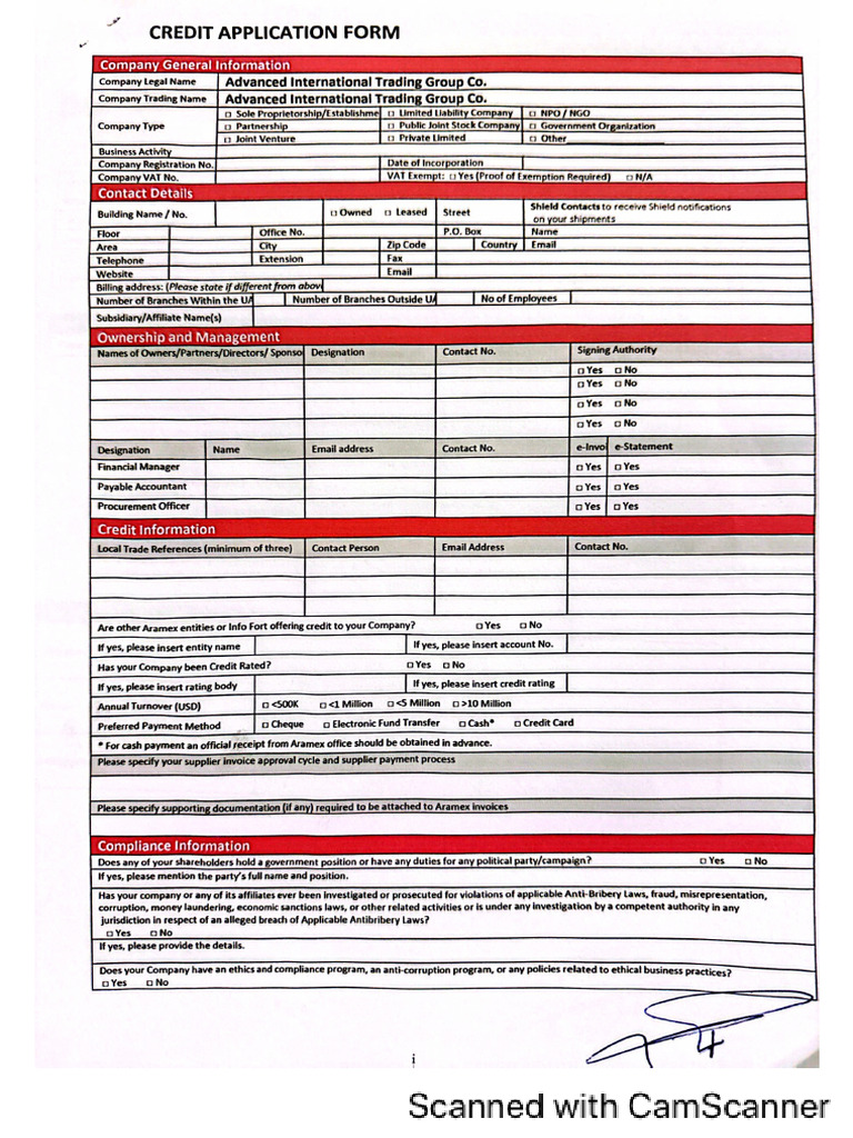 Credit Application Form | PDF