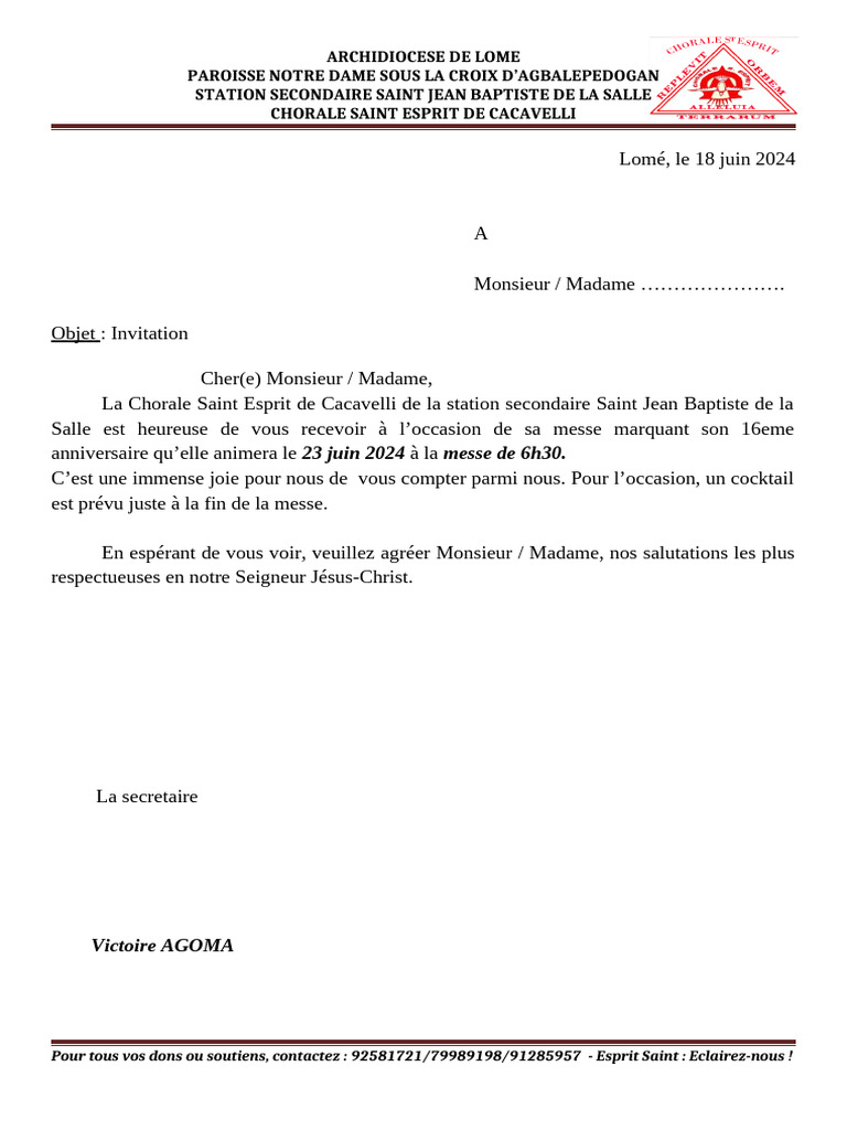 Lettre d'Invitation | PDF