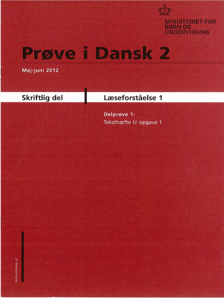 PD2 Maj 2012 Laes 1 Tekst Opgave 1 | PDF