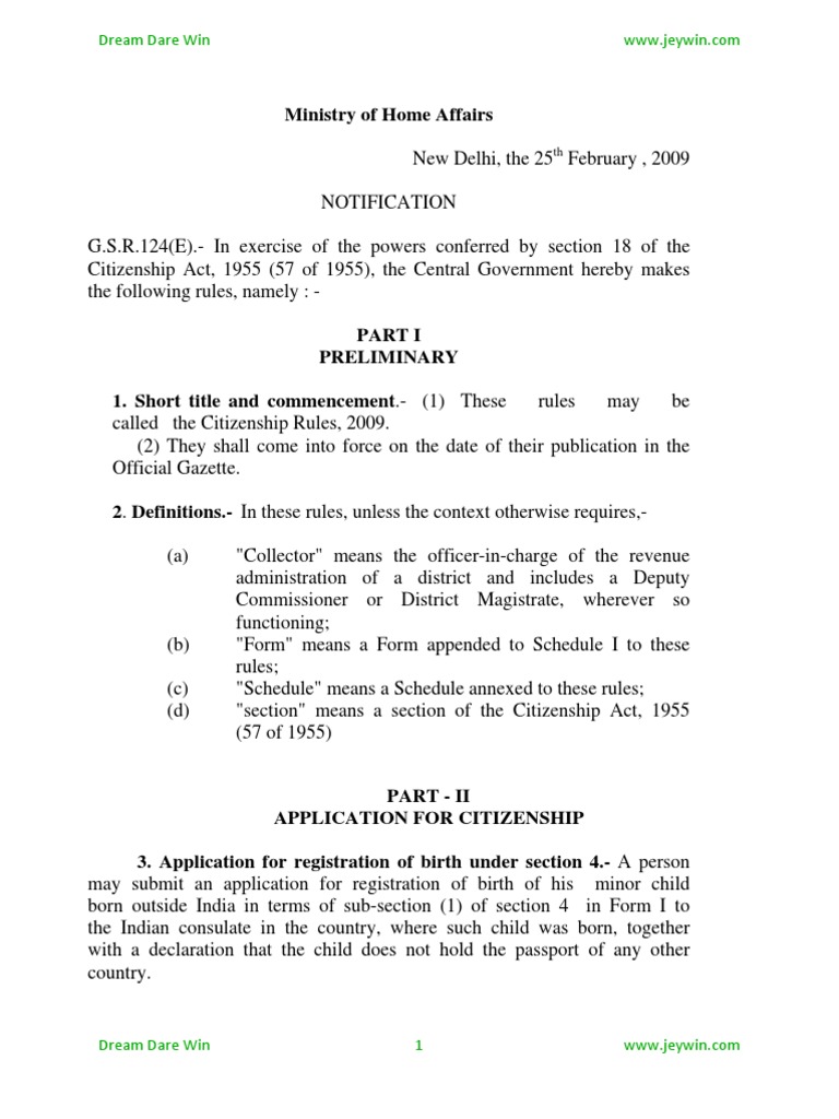 The Citizenship Rules 2009 | PDF | Naturalization | Oath Of Office