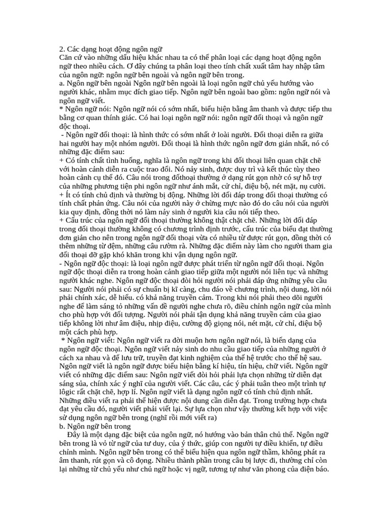 Các D NG Ho T Đ NG Ngôn NG | PDF