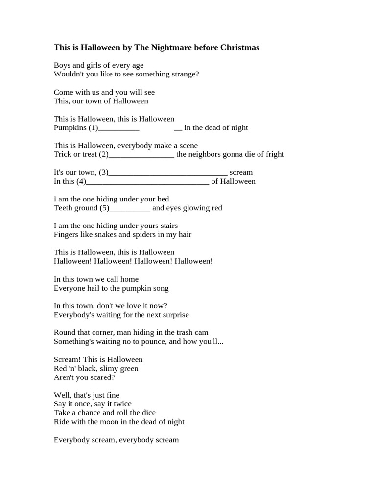 Halloween Song Lyrics from Nightmare | PDF | Poetry