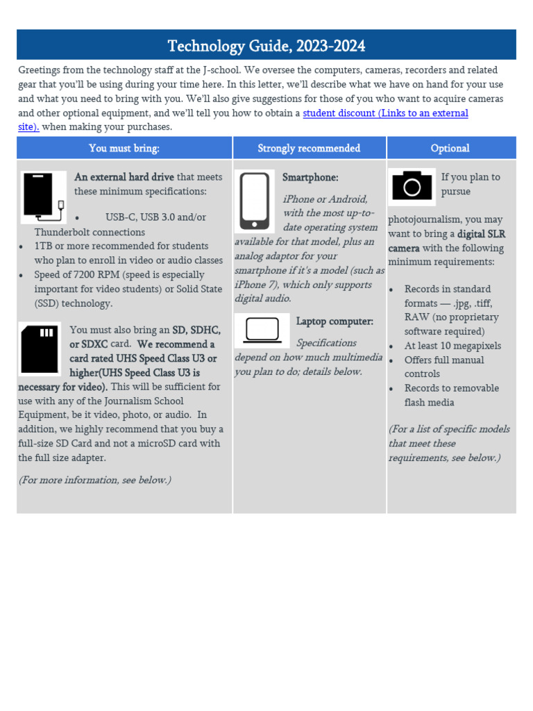 Jschool Technology Guide 2023-2024 072823 | PDF