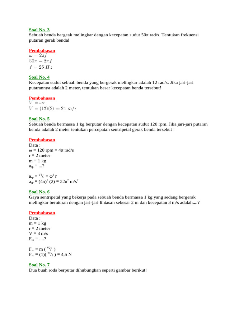 Contoh Soal Dan Pembahasan Tentang Gerak Melingkar 131107210739 Phpapp02 | PDF