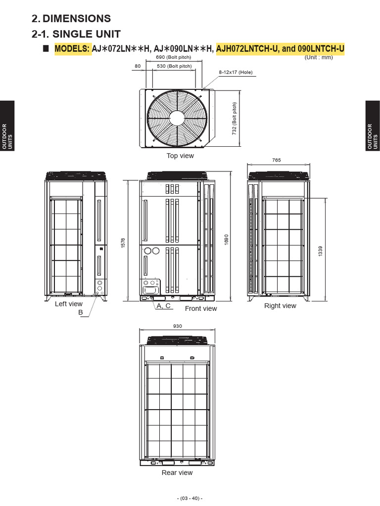 VRF Outdoor Manufacturer Drawings - 601 | PDF