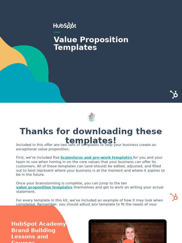 Value Proposition Templates Hubspot Pdf