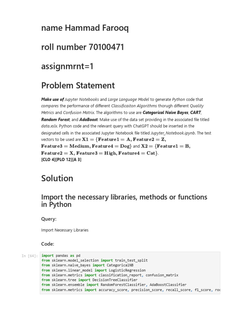 Jupyter Notebook Assignment | PDF
