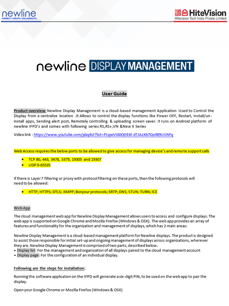Newline EcoSystme - Display Management - User Guide | PDF | World Wide ...