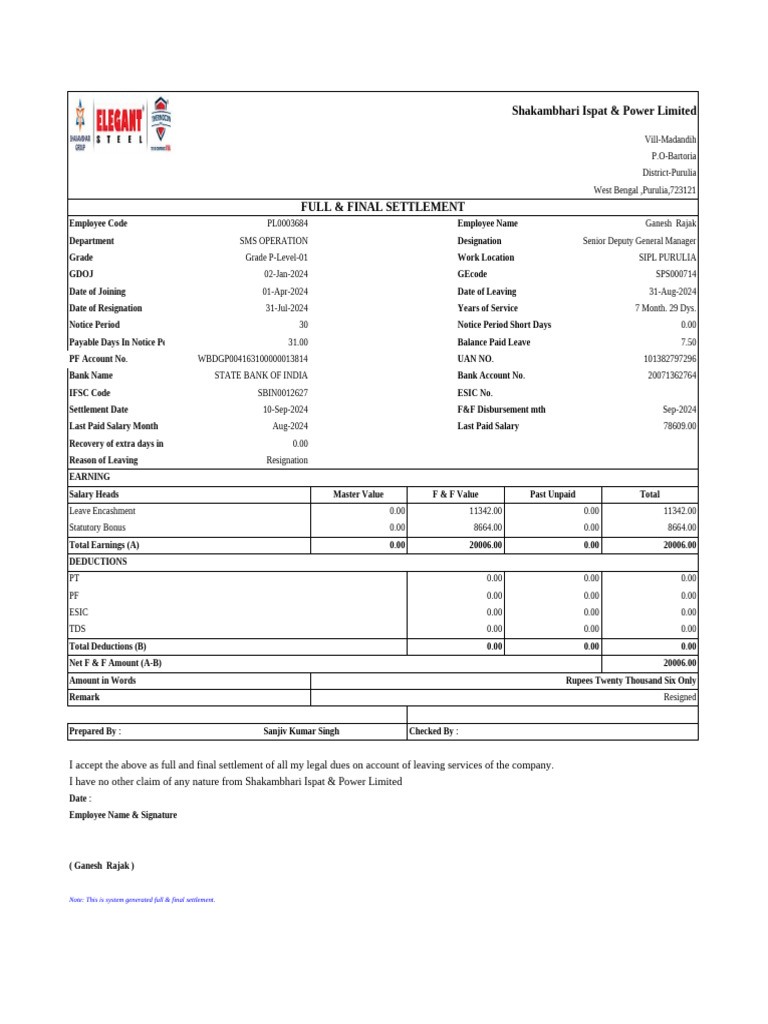 Full N Final Sep-24 PL0003684 Ganesh Rajak | PDF
