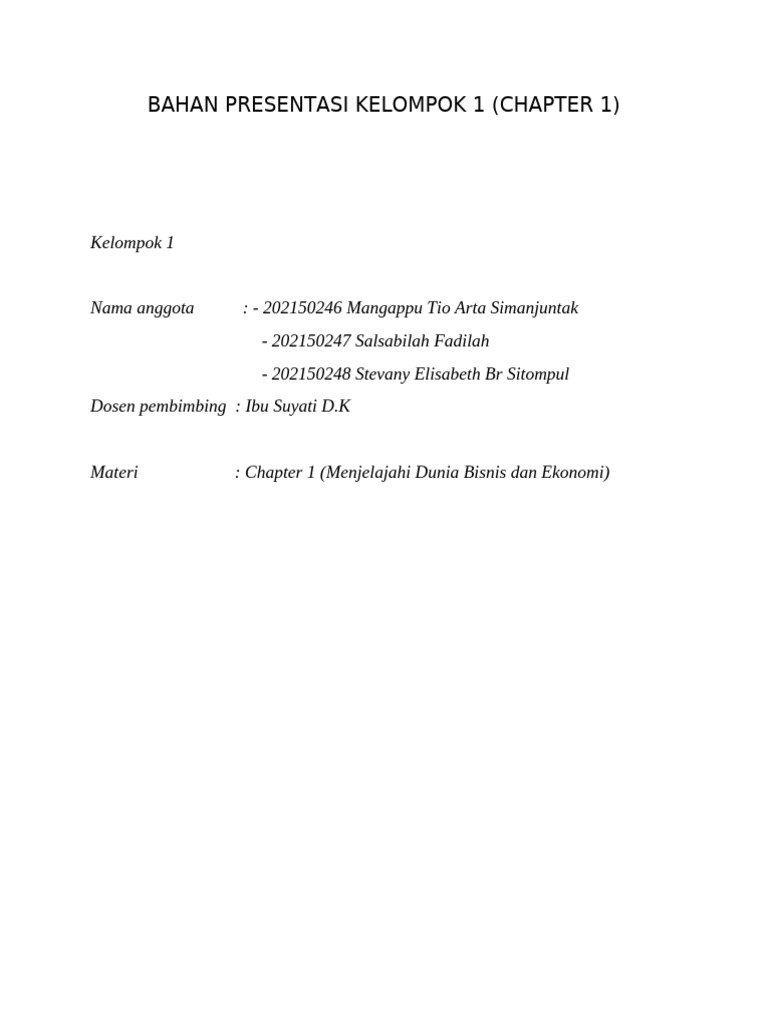 Bahan Presentasi Kelompok 1 | PDF