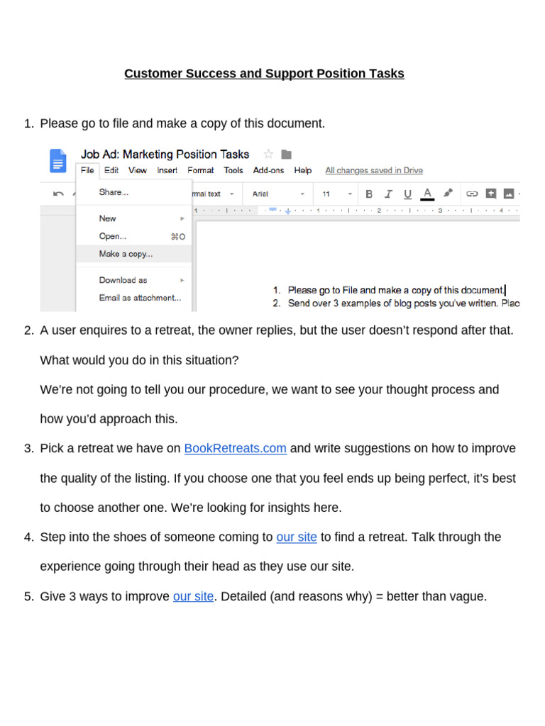 Customer Success and Support Position Tasks | PDF