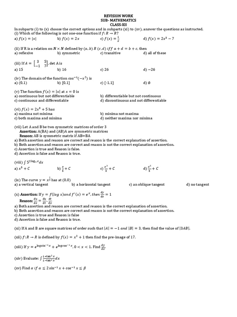 Revision Work | PDF