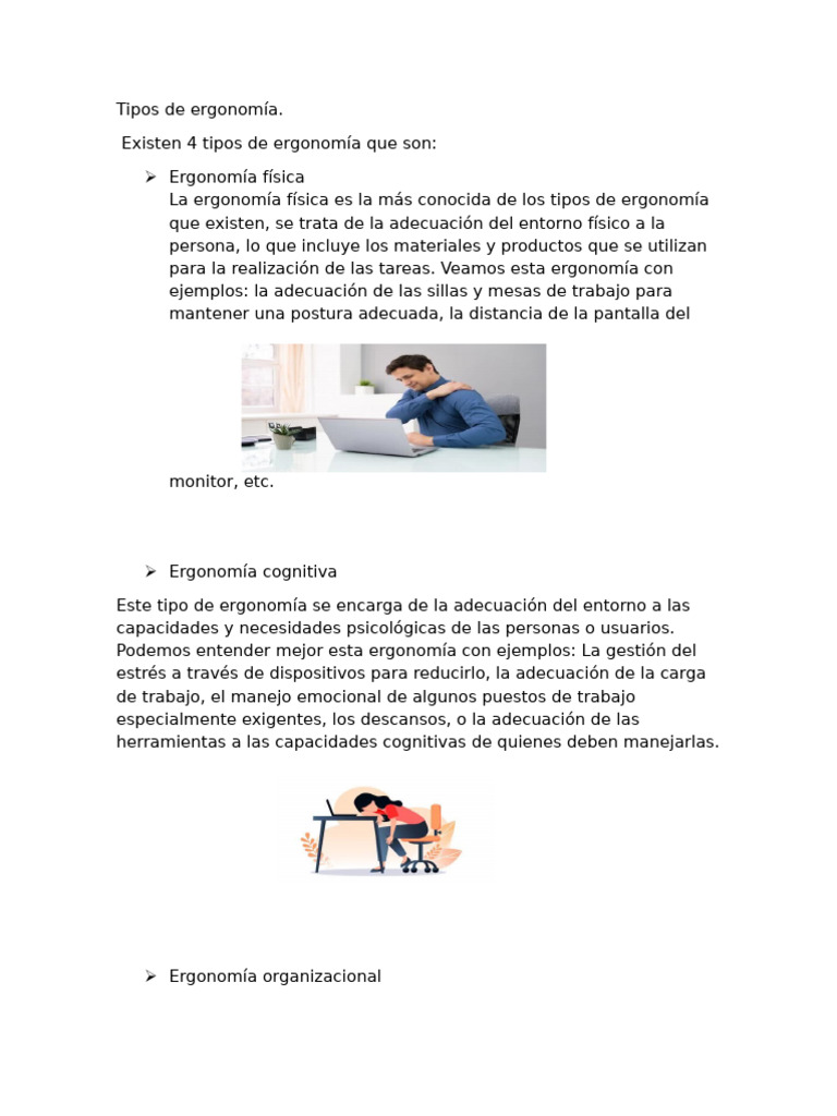 tipos de ergonomía | PDF