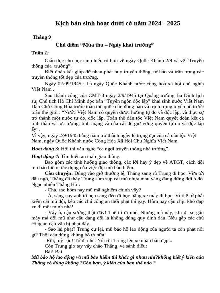 Kich Ban Sinh Hoat Duoi Co | PDF