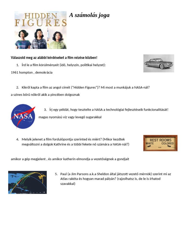 HiddenFiguresVideoWorksheet-1 | PDF