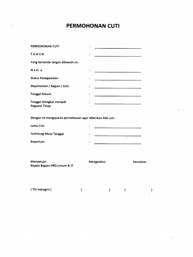 Form Permohonan Cuti | PDF