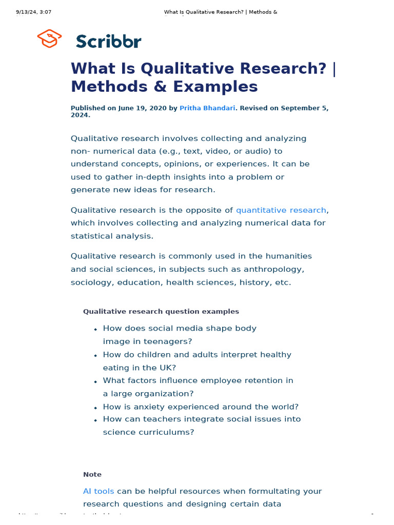 What Is Qualitative Research - Methods & Examples | PDF
