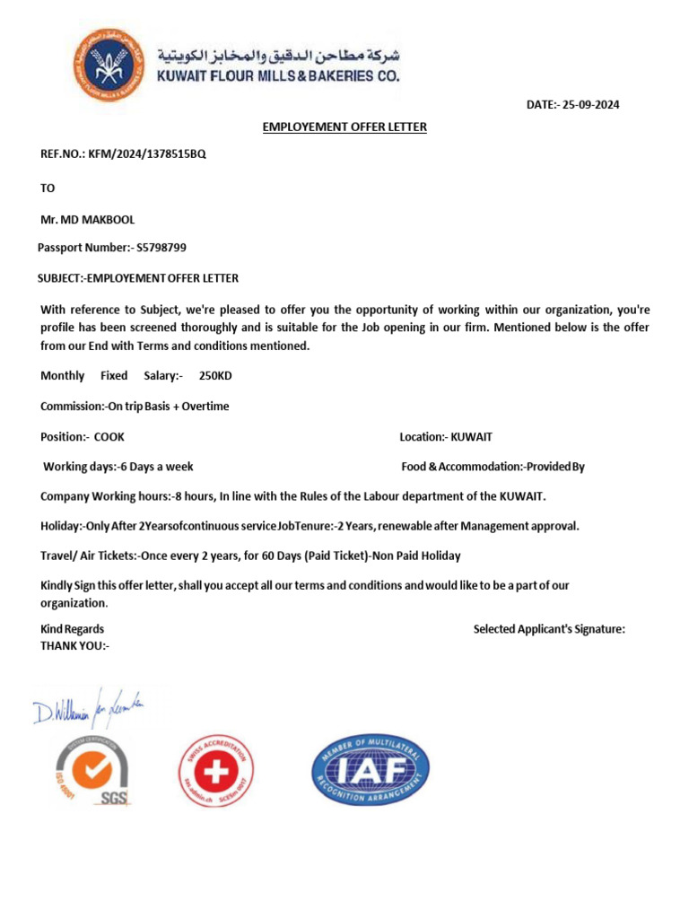 Agreement Letter | PDF