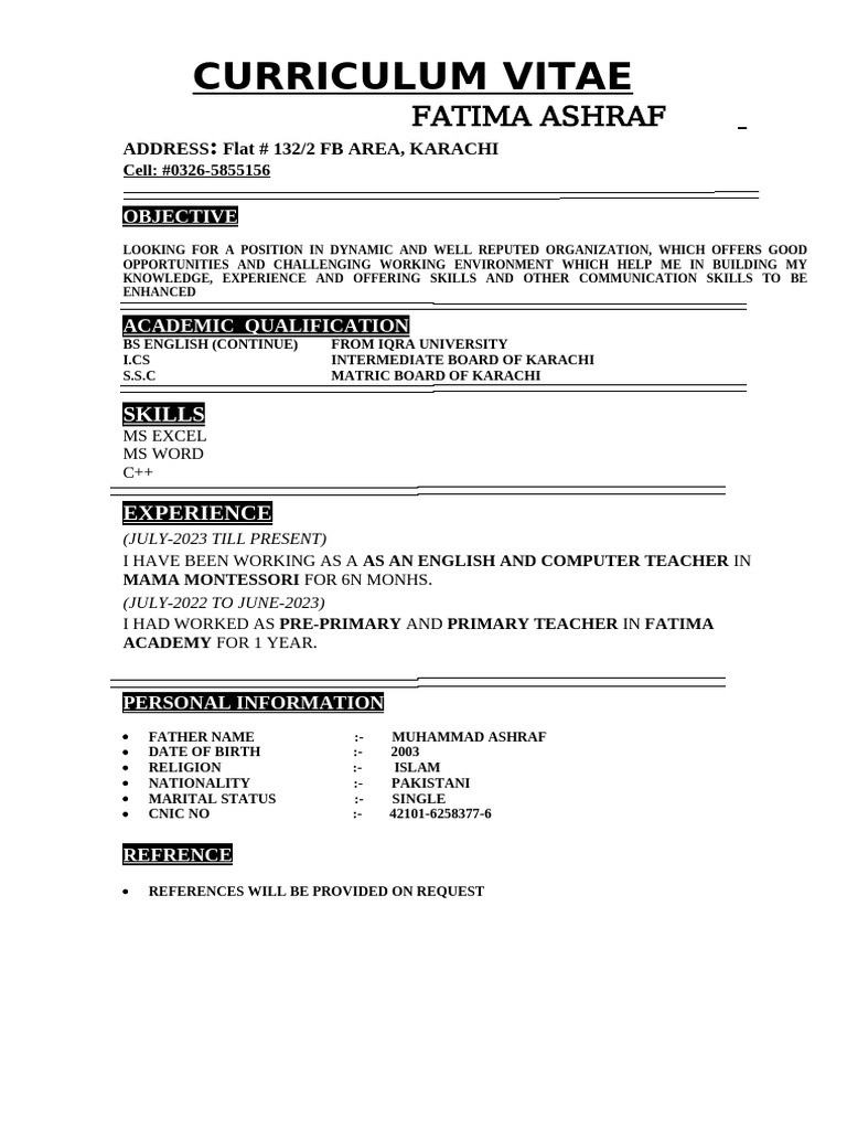 Iqra Ashraf CV | PDF