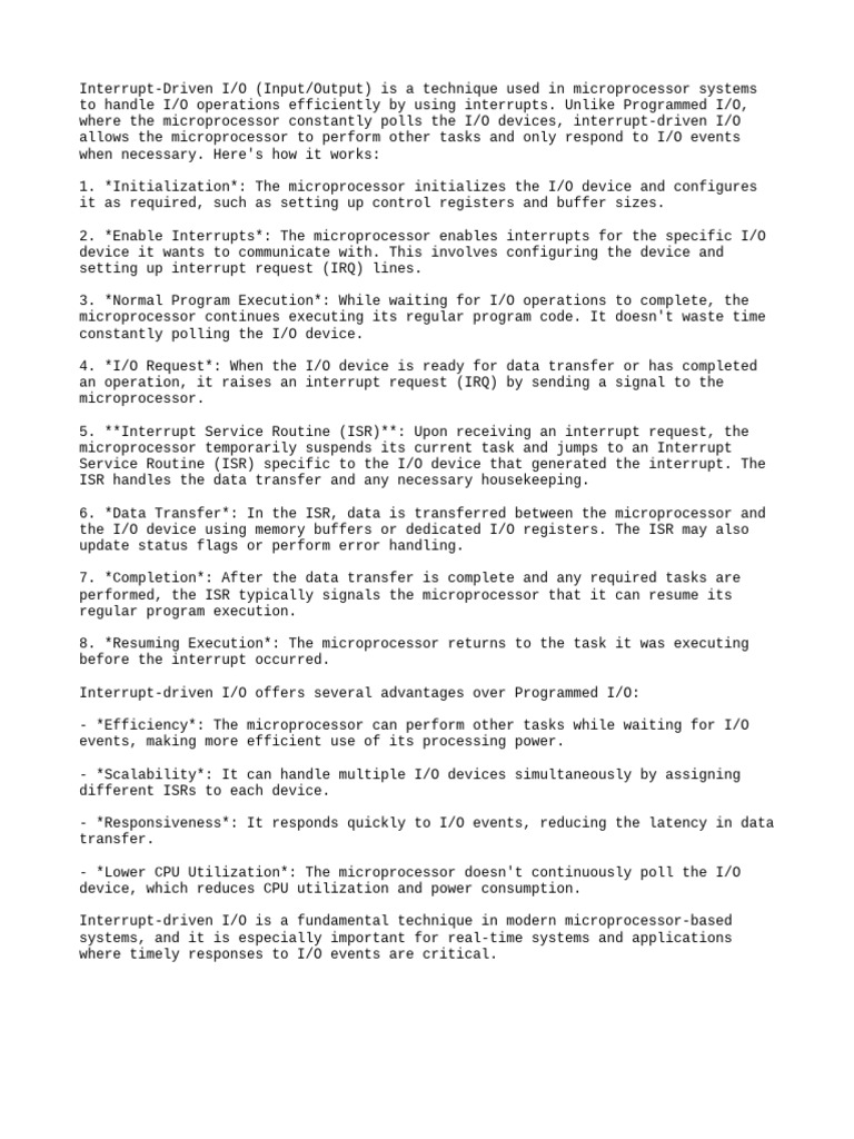 Interrupt-Driven IO (InputOutput) | PDF