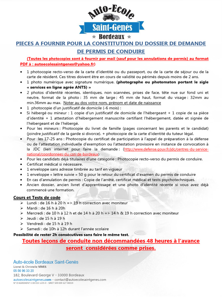 Pièces à Fournir | PDF
