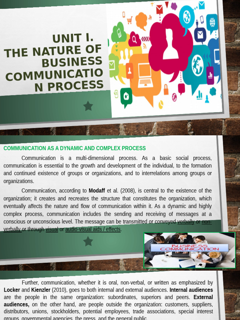 Unit I. The Nature of Business Communication Process | PDF