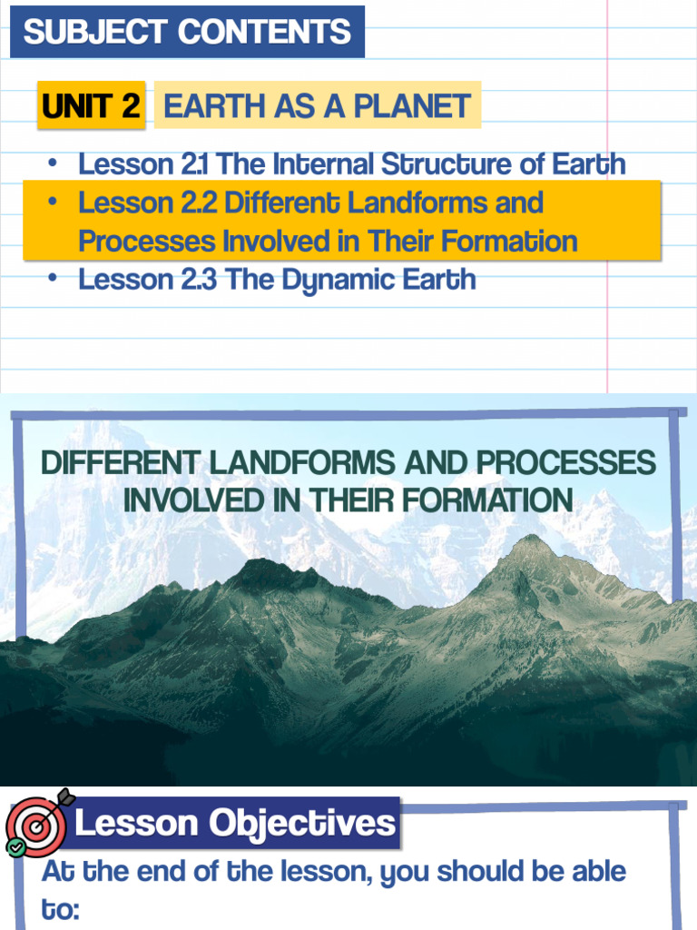 Science 10 Lesson 2.2 Different Landforms and Processes | PDF | Valley ...