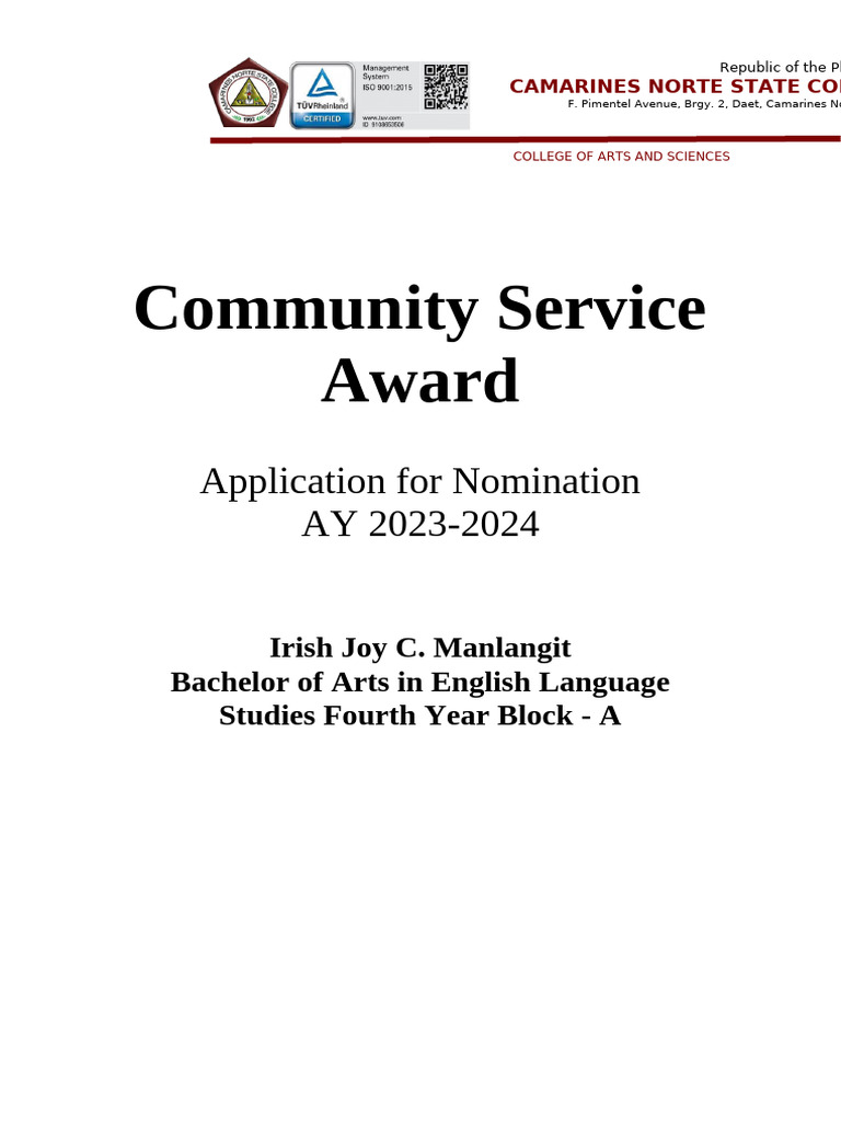 Most Outstanding Student Leader | PDF