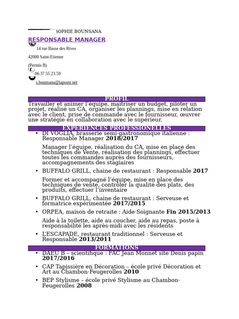 Bounsana+sophie +CV+ | PDF