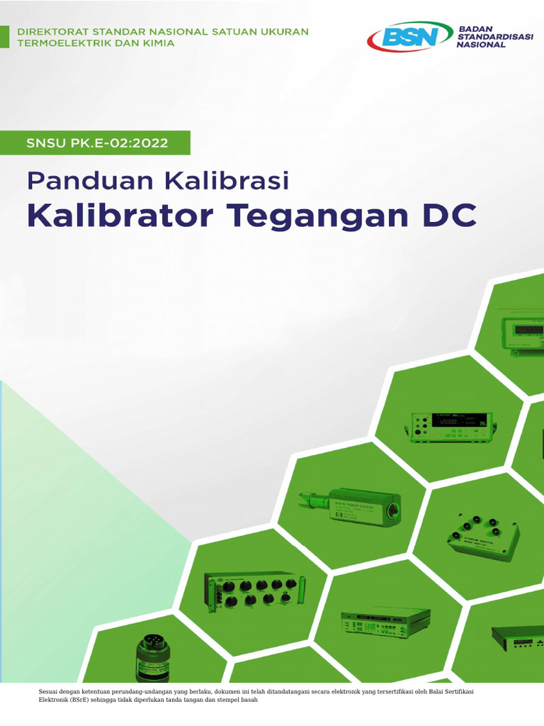 SNSU PK.E-02 2022 Panduan Kalibrasi Kalibrator Tegangan DC | PDF