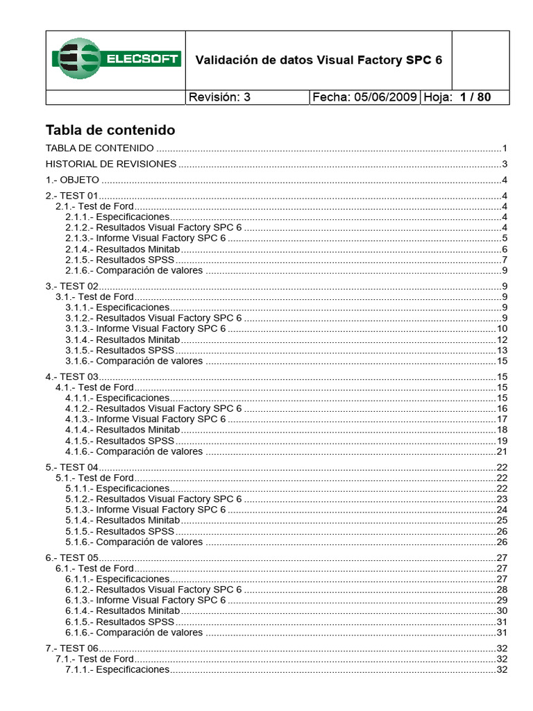 Validación Datos Visual Factory SPC 6 | PDF