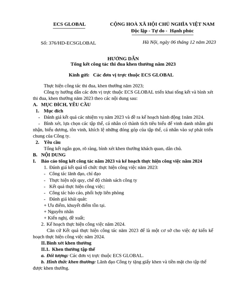 Huong Dan Cong Tac Thi Dua Khen Thuong - Ed02 | PDF