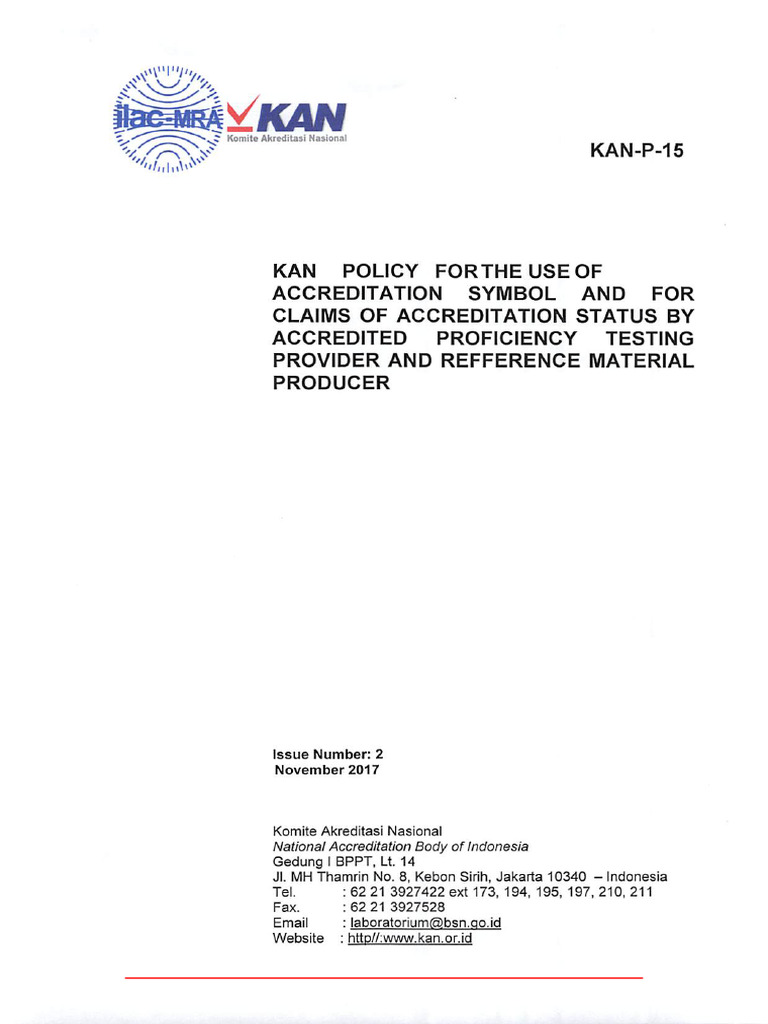 P 15 - KAN Policy For The Use of Accreditation Symbol and For Claims of Accreditation Status by ...