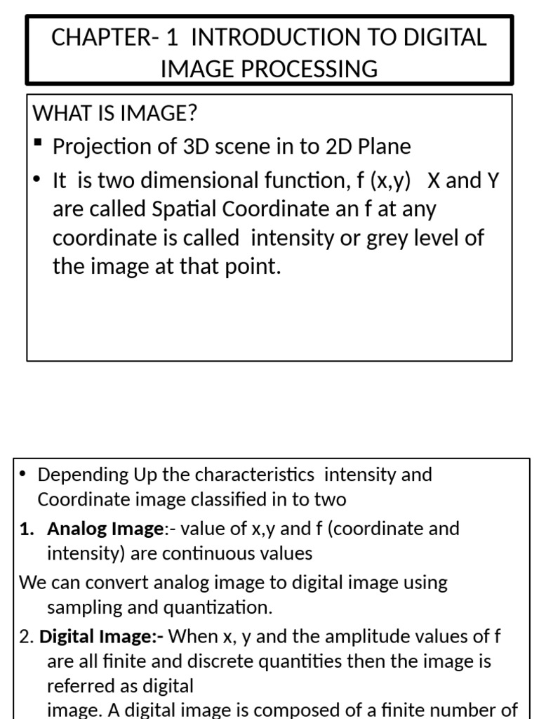 Digital Image Processing Chapter 1 and Chapter 2 Part 1 | PDF