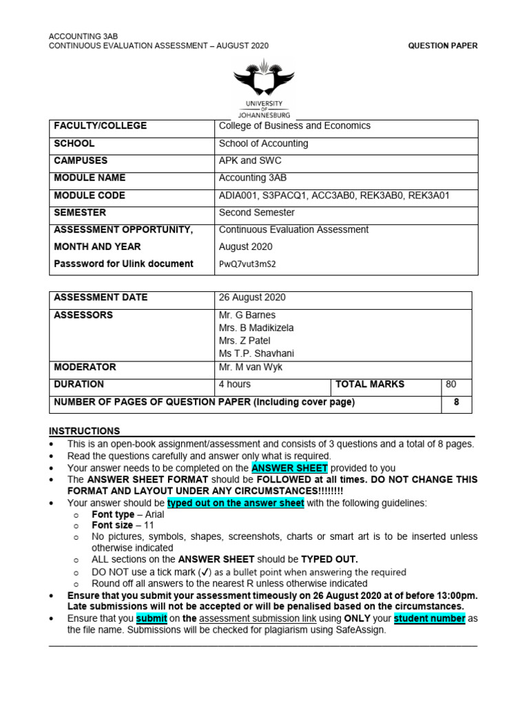 Accounting 3AB Assessment Guidelines | PDF | Fair Value | Equity (Finance)