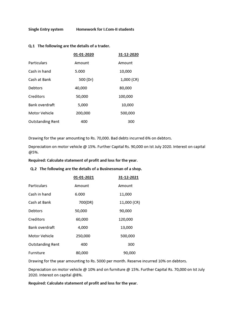 Single Entry system | PDF