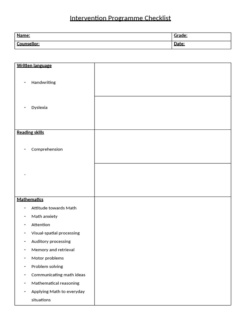 Intervention programme | PDF