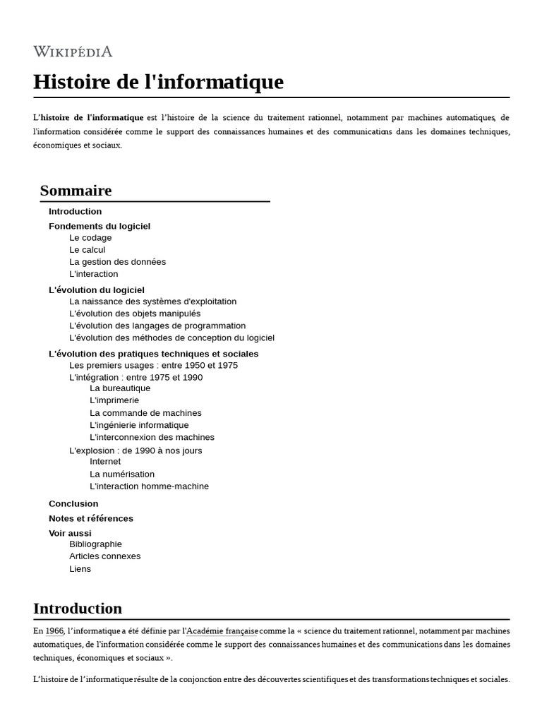 Histoire de L'informatique | PDF
