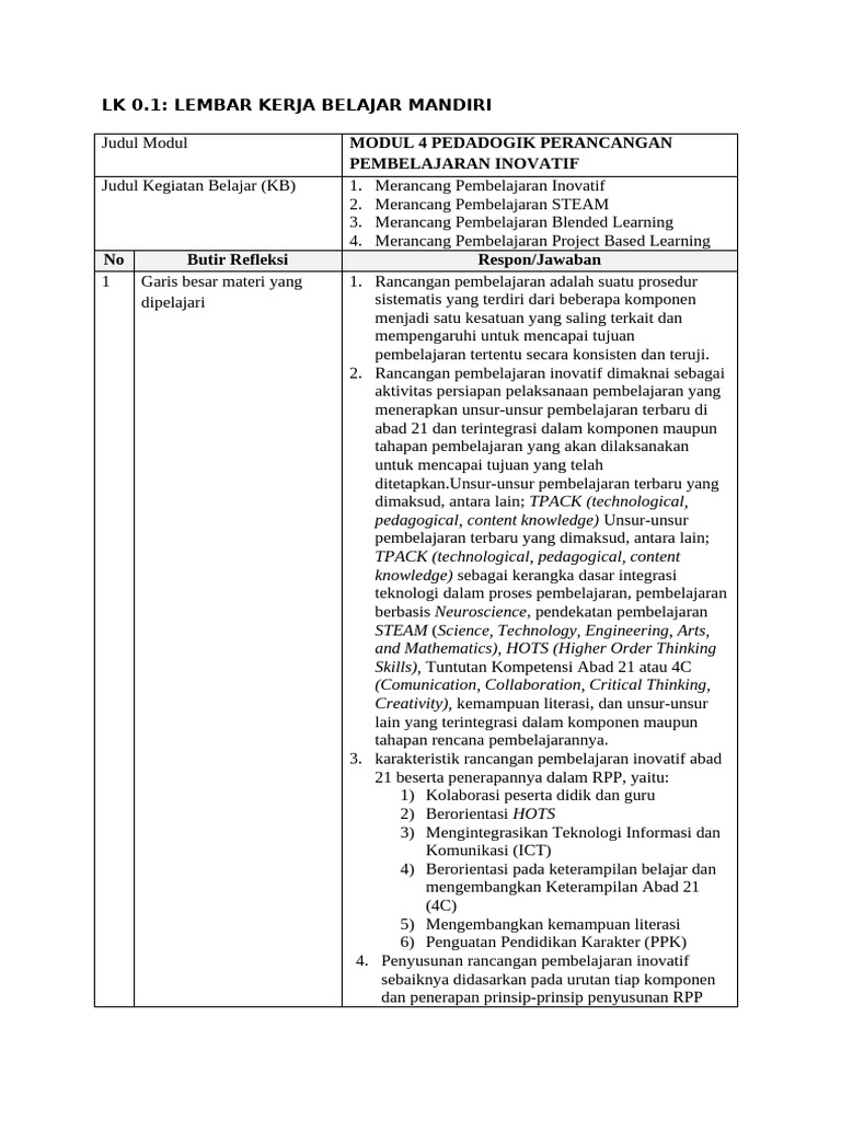 LK 0.1 LK Mandiri Modul 4 Pedagogik | PDF