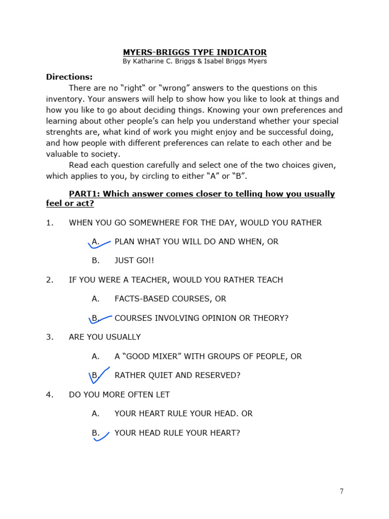 Myers-Briggs-Personality-Test | PDF