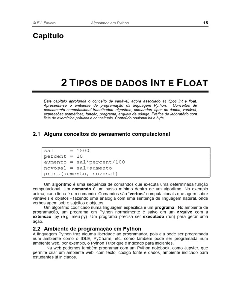 Modulo 2 - Tipos de Dados Int e Float | PDF | Integer (Ciência da ...