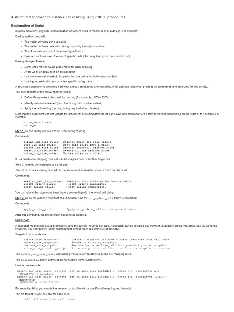 A structured approach to instance cell resizing using CUI Tcl ... A structured approach to instance cell resizing using CUI Tcl ...