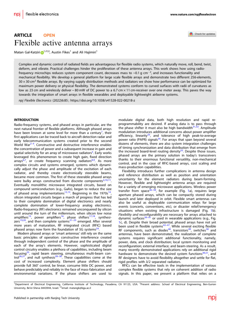 Flexible Active Antenna Arrays: Article | PDF