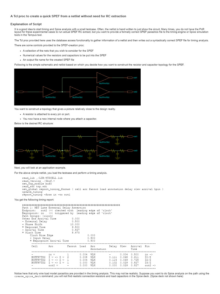 A Tcl Proc To Create A Quick Spef From A Netlist Without Need For Rc Extraction Pdf 