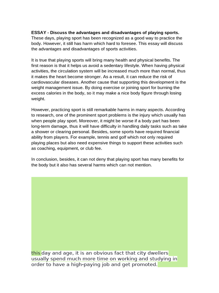 ESSAY Sports | PDF