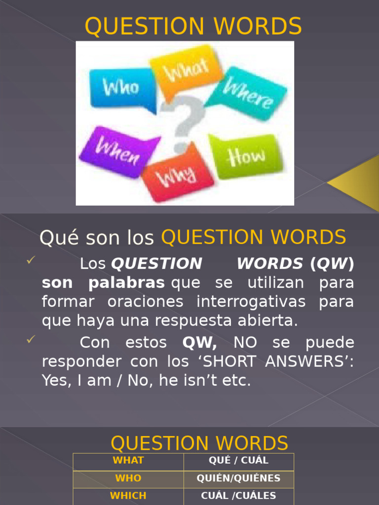 Question Words | PDF