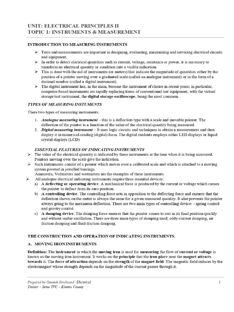 Electrical Principles 2 Topic 1 | PDF