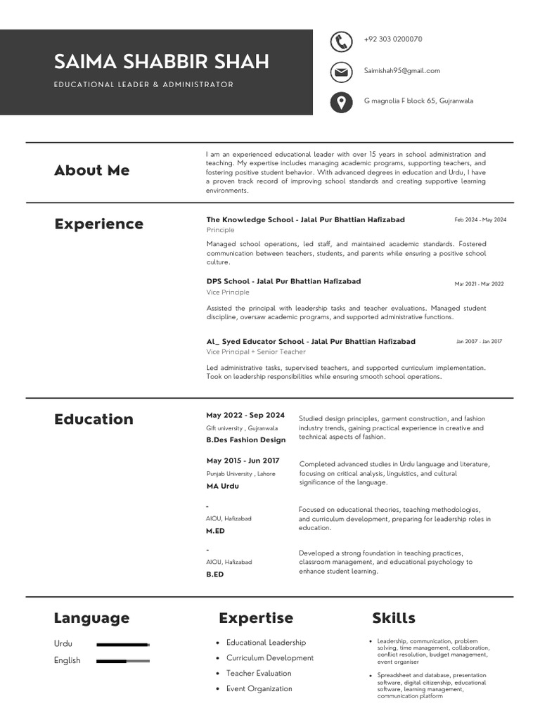CV Saima Shabbir Shah | PDF