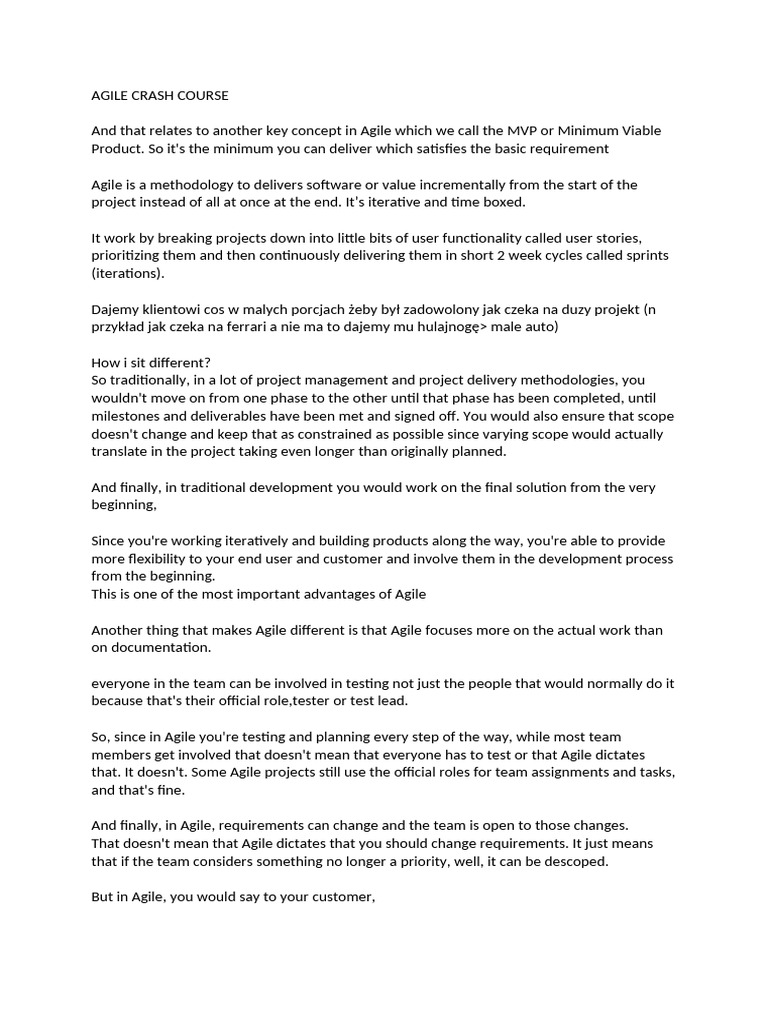 Agile Crash Course | PDF